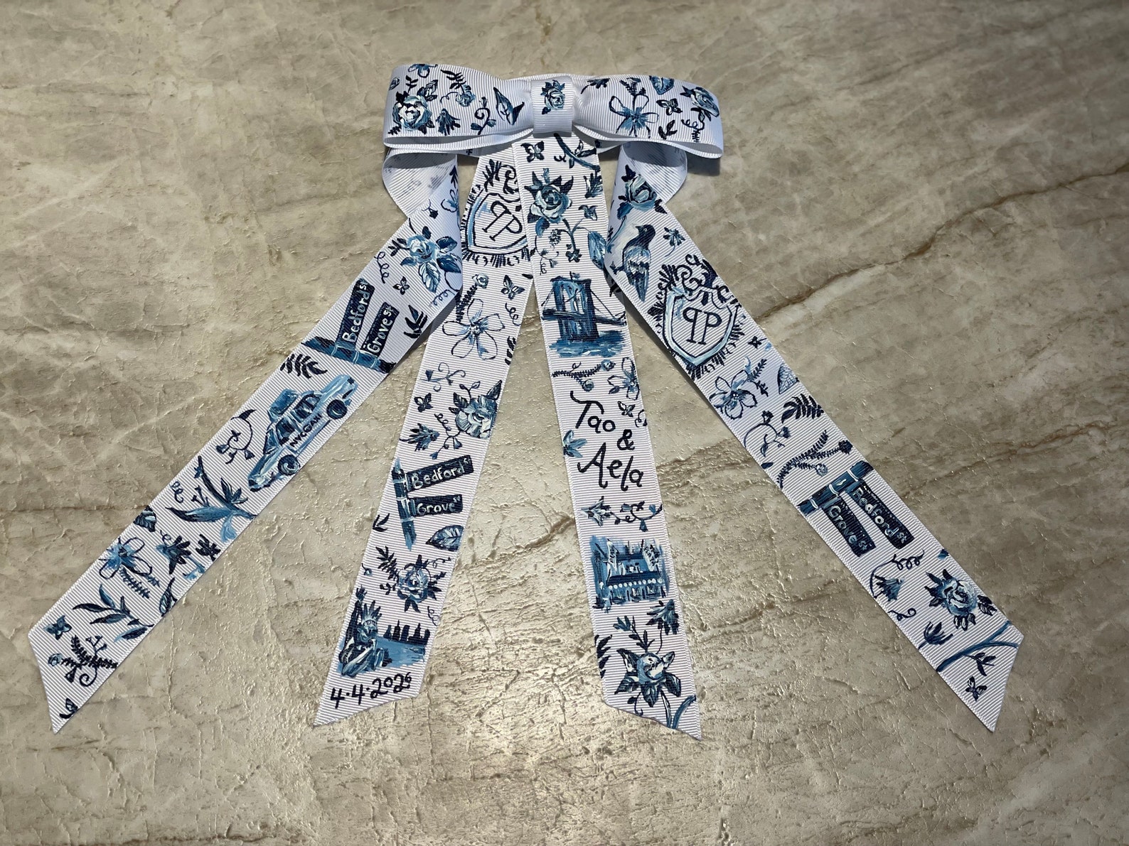 Custom Painted Toile Bouquet Bow Ribbon - Etsy