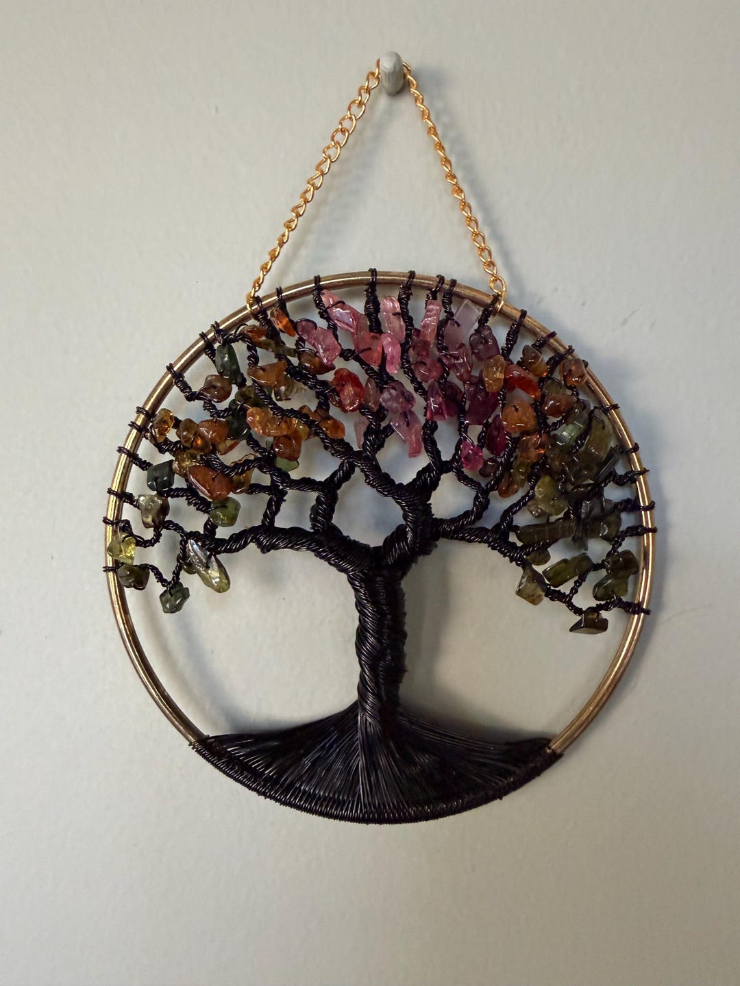 4” Tourmaline Wire Tree of Life Sculpture Ornament Wall Art Sun Catcher ...