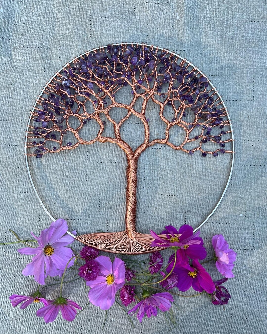 12 Amethyst on Copper Wire Tree of Life Sculpture Wall Art - Etsy
