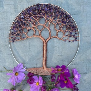 12 Amethyst on Copper Wire Tree of Life Sculpture Wall Art - Etsy
