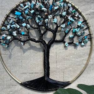 7 Turquoise Wire Tree of Life Wall Art Crystal Decor - Etsy