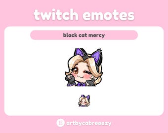Overwatch Mercy Chibi Black Cat Emote for Twitch, Discord, Youtube - Etsy