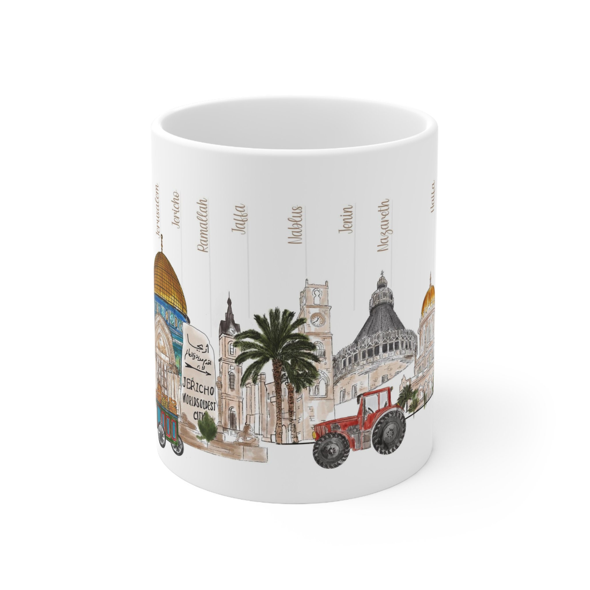 Landmarks Cities Mug, Cities of Palestine Mug , Office Favorite Mug ...