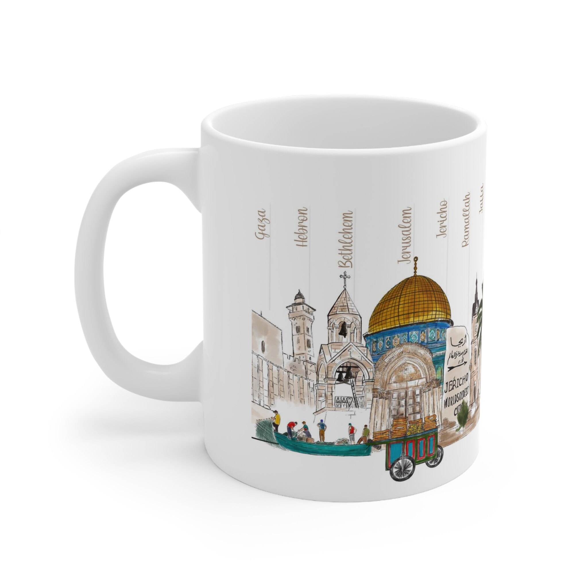 Landmarks Cities Mug, Cities of Palestine Mug , Office Favorite Mug ...