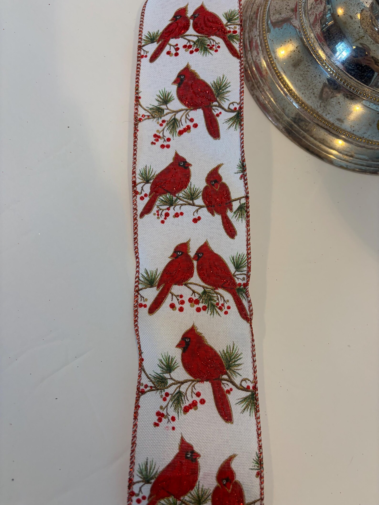 Red Cardinal Ribbon, Christmas Red Cardinal Ribbon, Holiday Cardinal ...