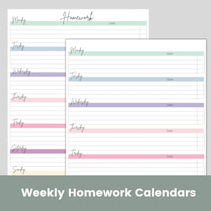 School and College Organization Printable | Homework Tracker ...