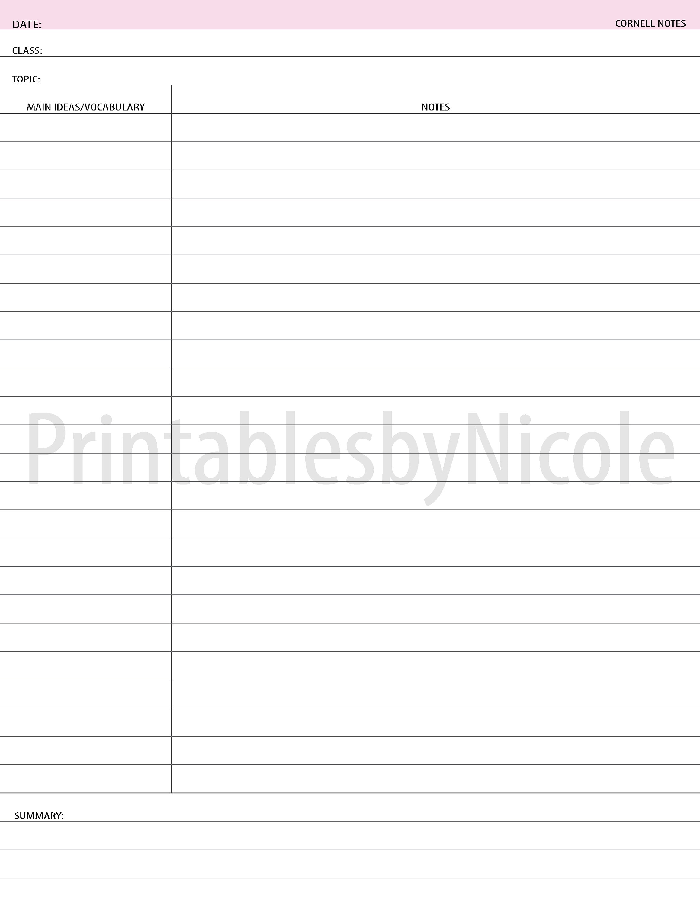 Printable Notes; Cornell Notes; Lined Notes; Graph Notes; Grid Notes ...