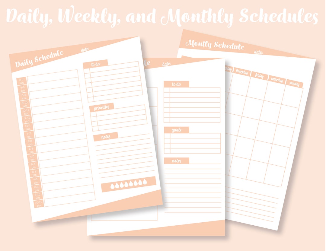 Daily, Weekly, Monthly Schedule, Organization and Productivity ...