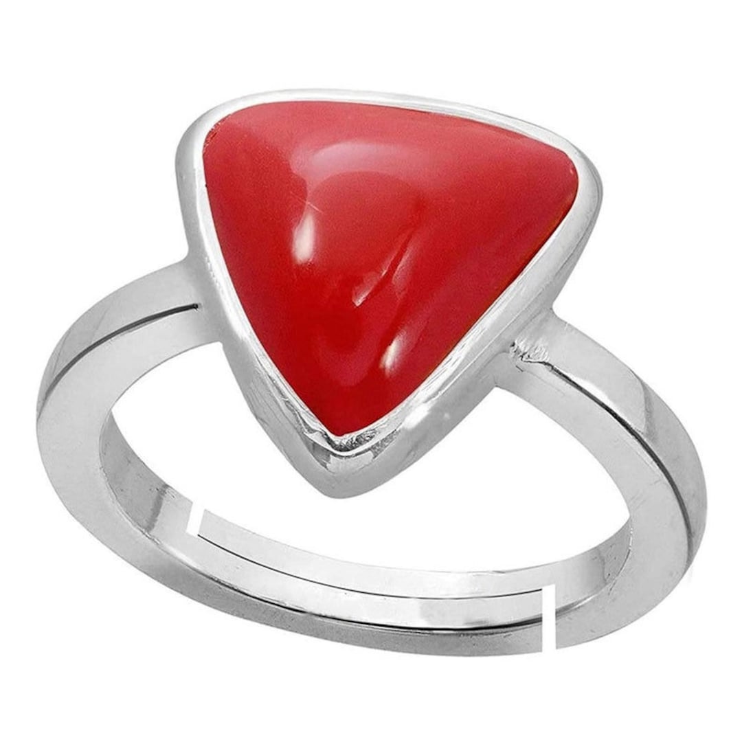 Red Coral Sterling Silver Ring - Adjustable Unisex Design - Etsy