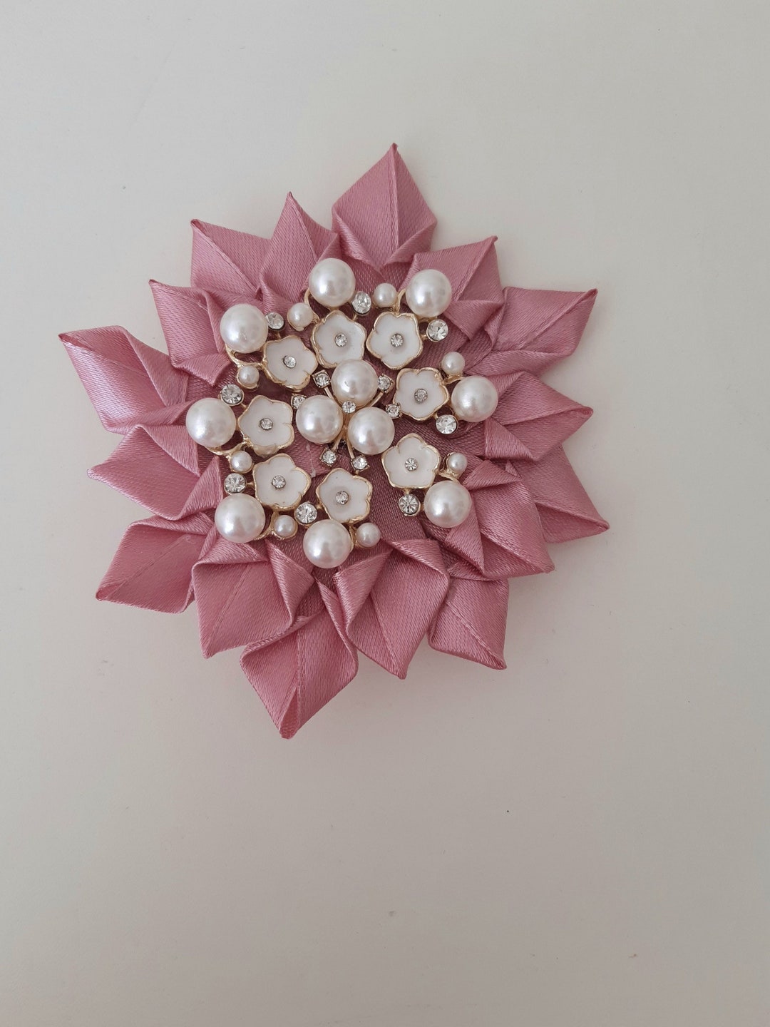 Beautiful Dusky Pink Satin Flower Hair Bow Clip - Etsy