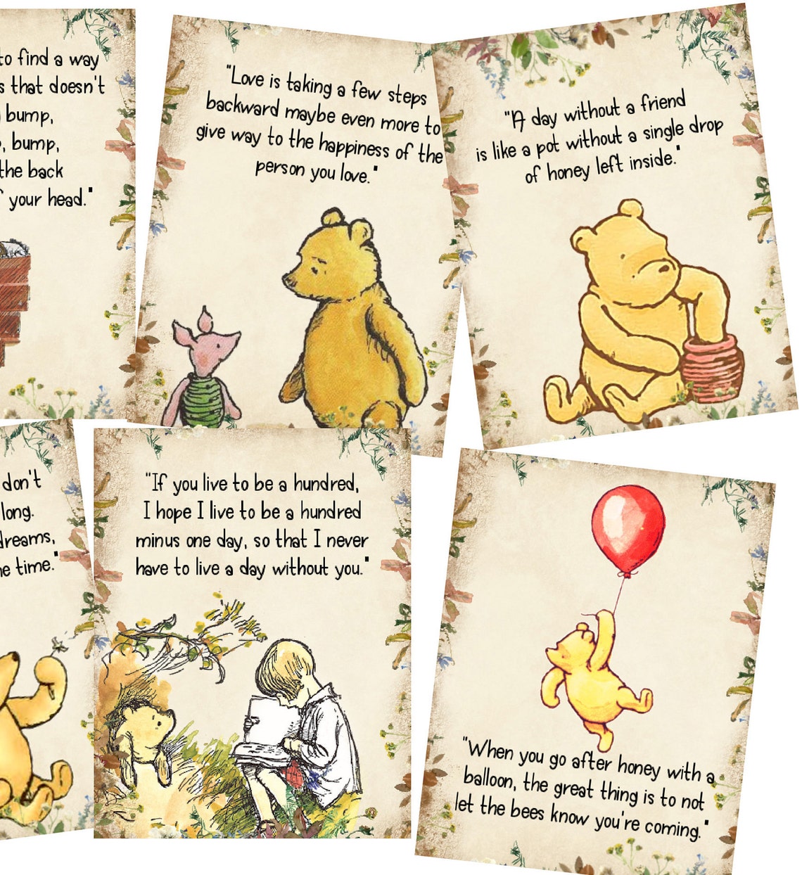 8 Classic Winnie the Pooh ATC Card Making Tags Embellishments - Digital ...