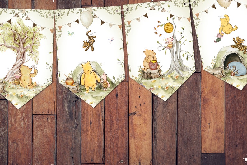 Winnie the Pooh Woodland Bunting Banner Room or Party Decoration ...