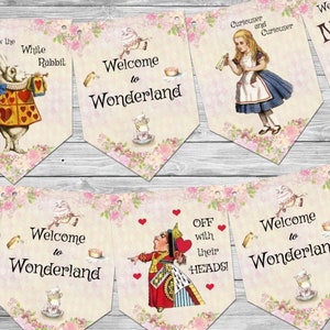 Alice in Wonderland Party Bunting/banner - Digital Download - Etsy