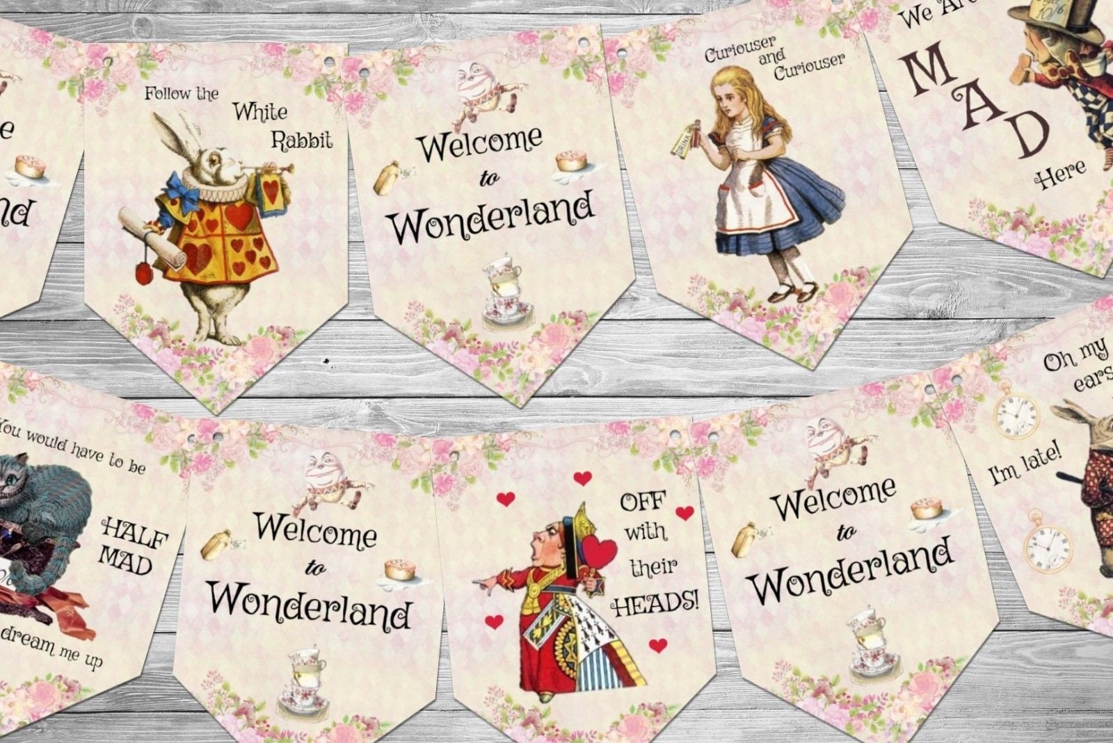 Alice in Wonderland Party Bunting/banner Digital Download - Etsy