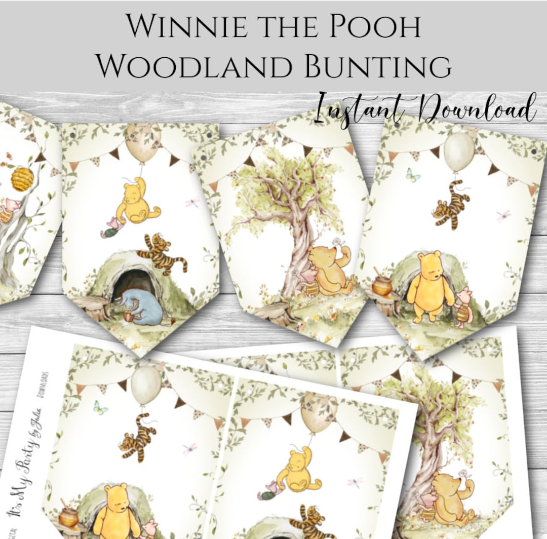 Winnie the Pooh Woodland Bunting Banner Room or Party Decoration ...