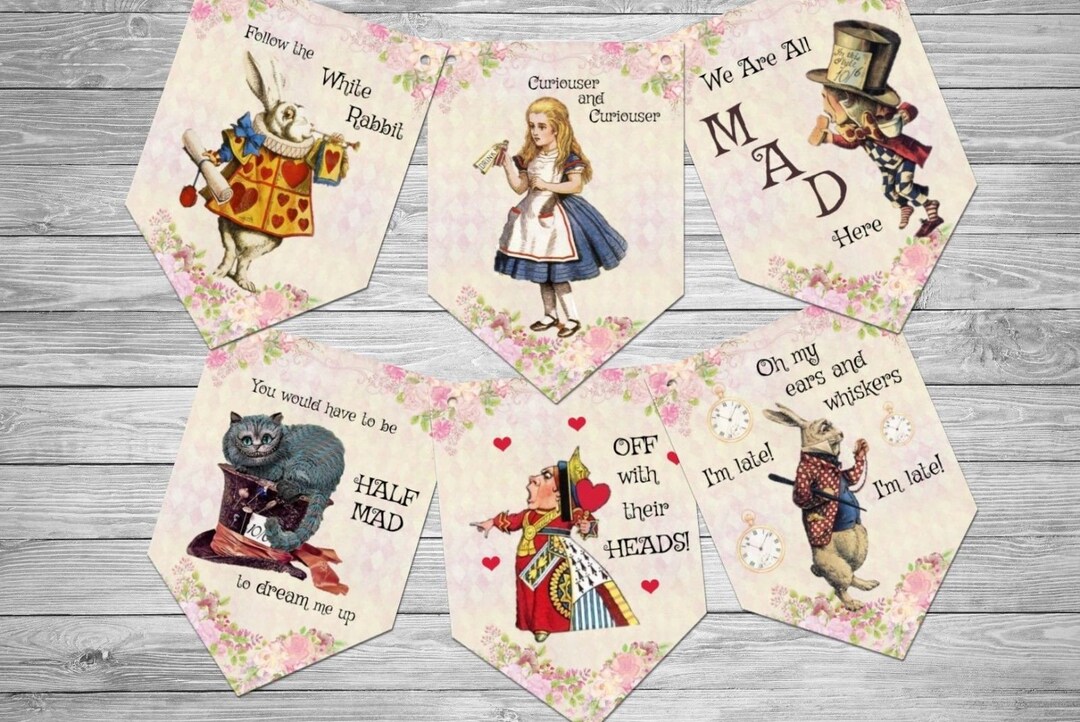 Alice in Wonderland Party Bunting/banner - Digital Download - Etsy