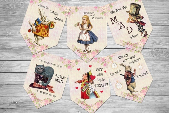 Alice in Wonderland Party Bunting/banner Digital Download - Etsy