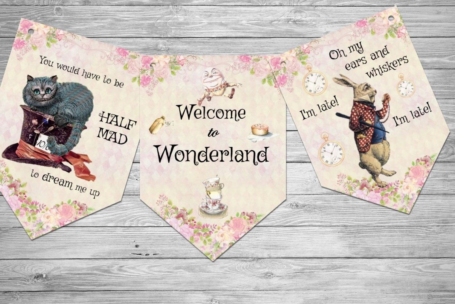 Alice in Wonderland Party Bunting/banner Digital Download - Etsy