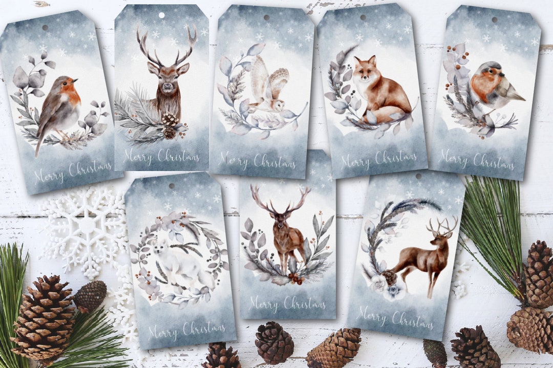 8 Winter Woodland Animals Christmas Gift Tags ***DIGITAL DOWNLOAD*** - Etsy