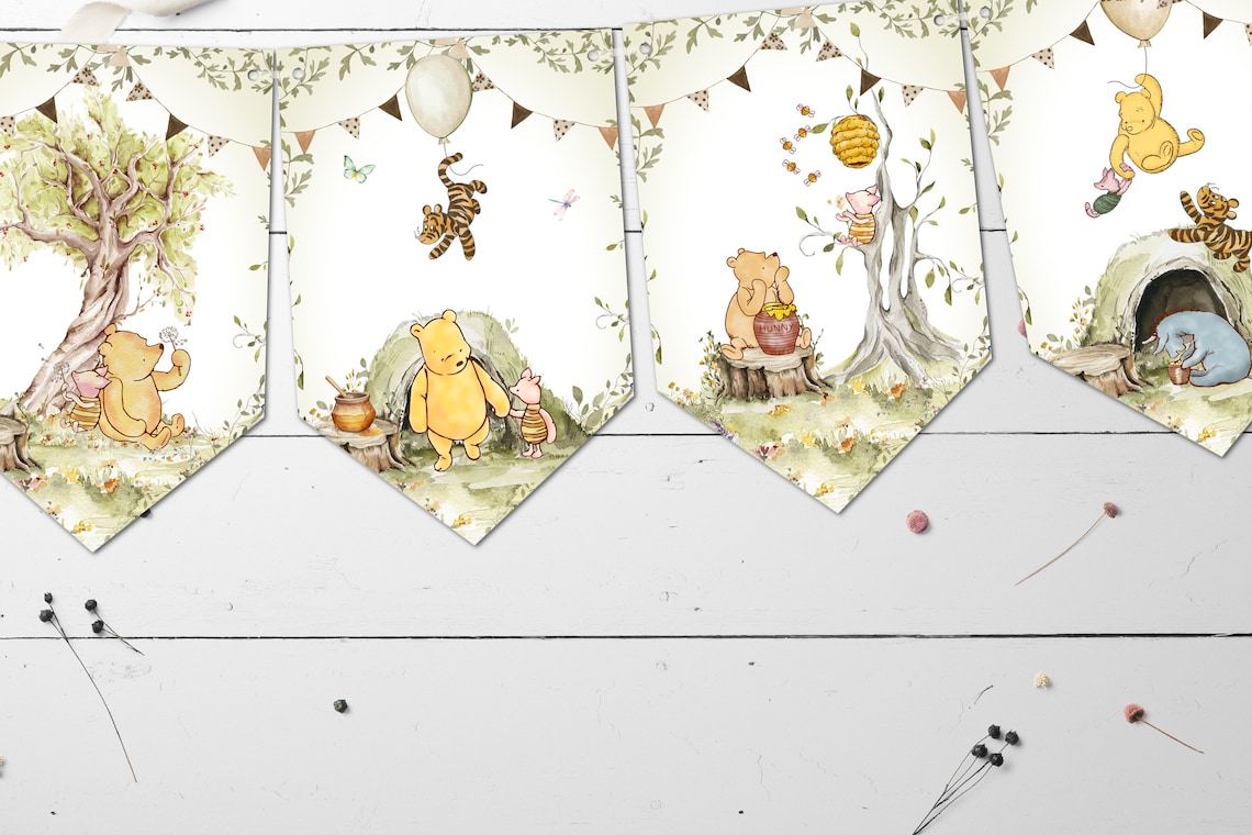 Winnie the Pooh Woodland Bunting Banner Room or Party Decoration ...