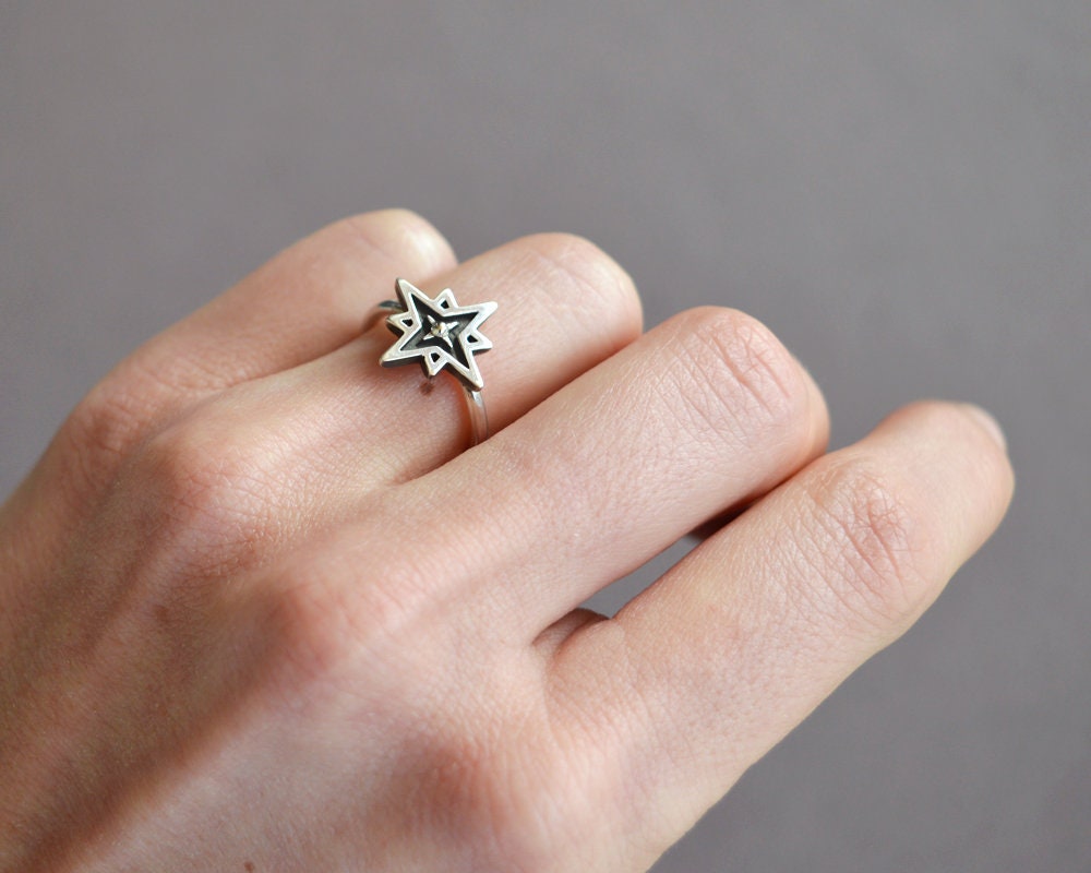 Star Ring in Sterling Silver Stackable Bohemian Ring Boho | Etsy