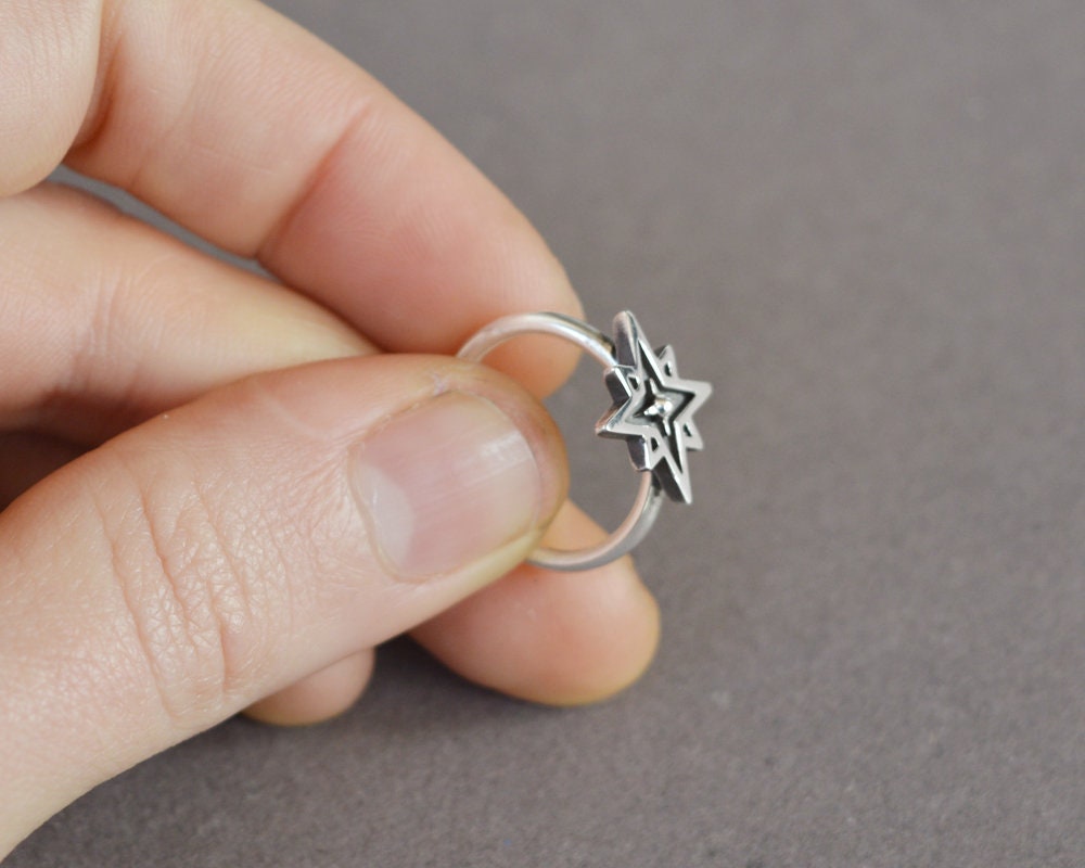 Star Ring in Sterling Silver Stackable Bohemian Ring Boho | Etsy