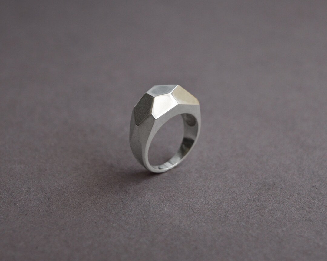 Faceted Statement Ring in Sterling Silver Big Ring Silver - Etsy