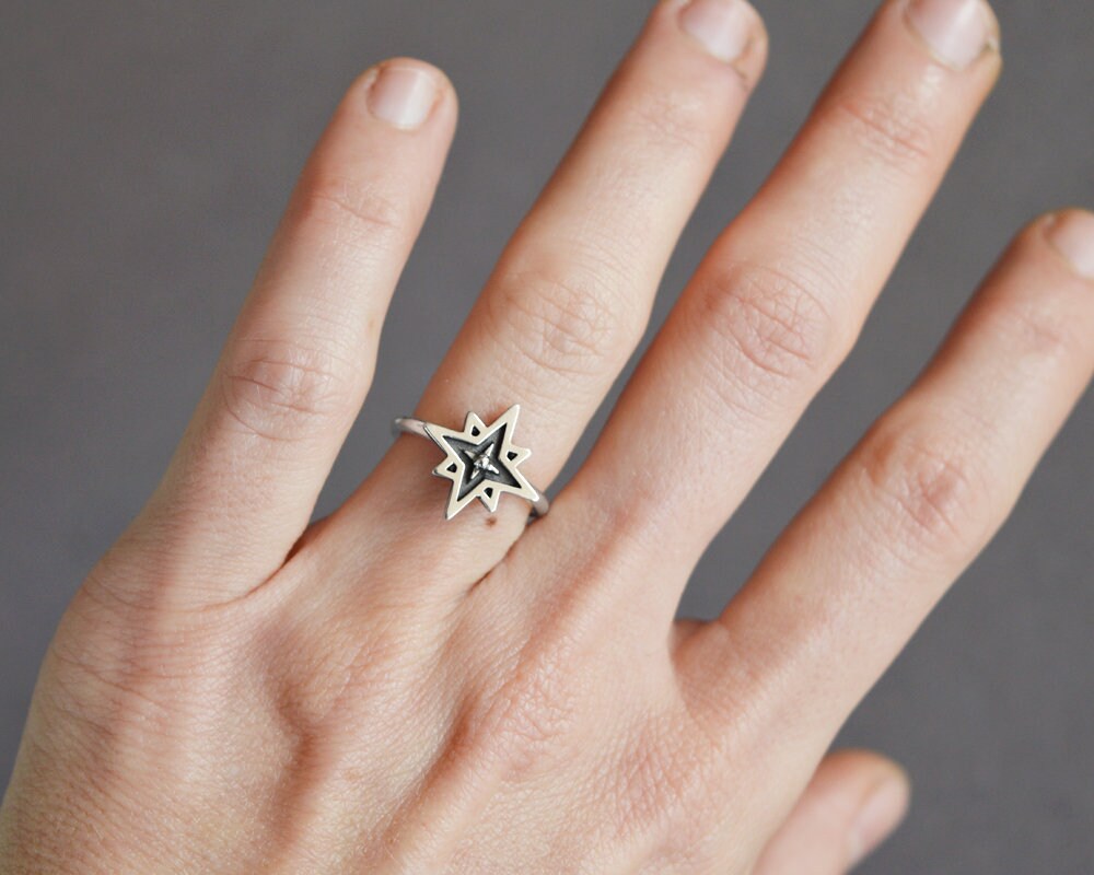 Star Ring in Sterling Silver Stackable Bohemian Ring Boho | Etsy