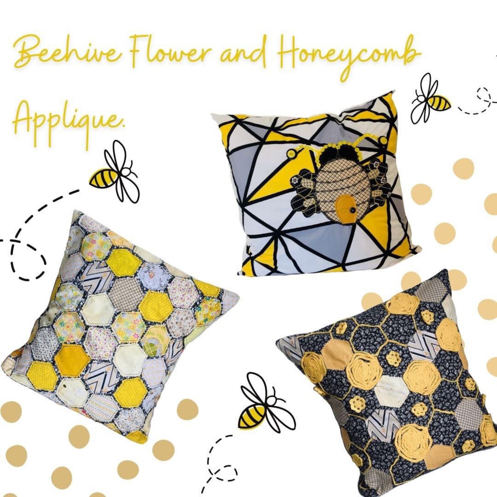 Bee Bee Hive and Honeycomb Sewing Applique Pattern Flower - Etsy UK