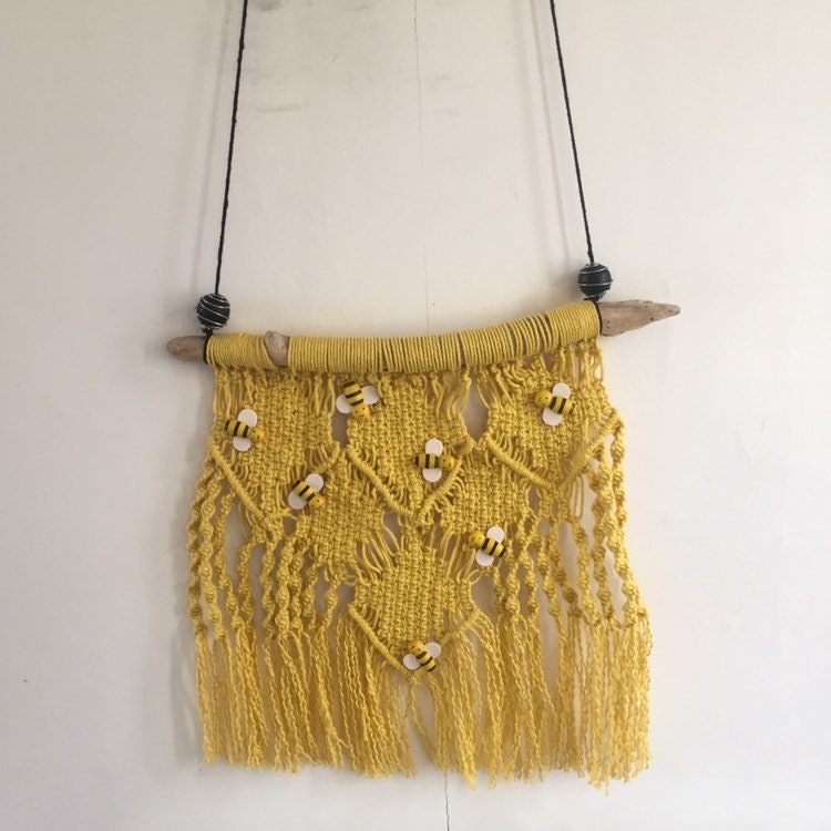 Macrame Bee Honeycomb PDF Pattern, Bee Gifts, Wall Art Macrame ...