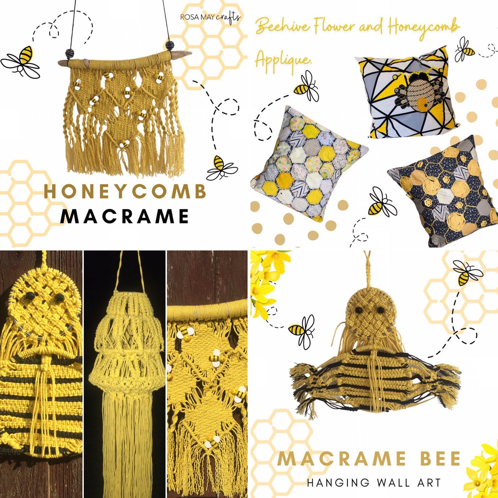 Bee Bee Hive and Honeycomb Sewing Applique Pattern Flower - Etsy UK