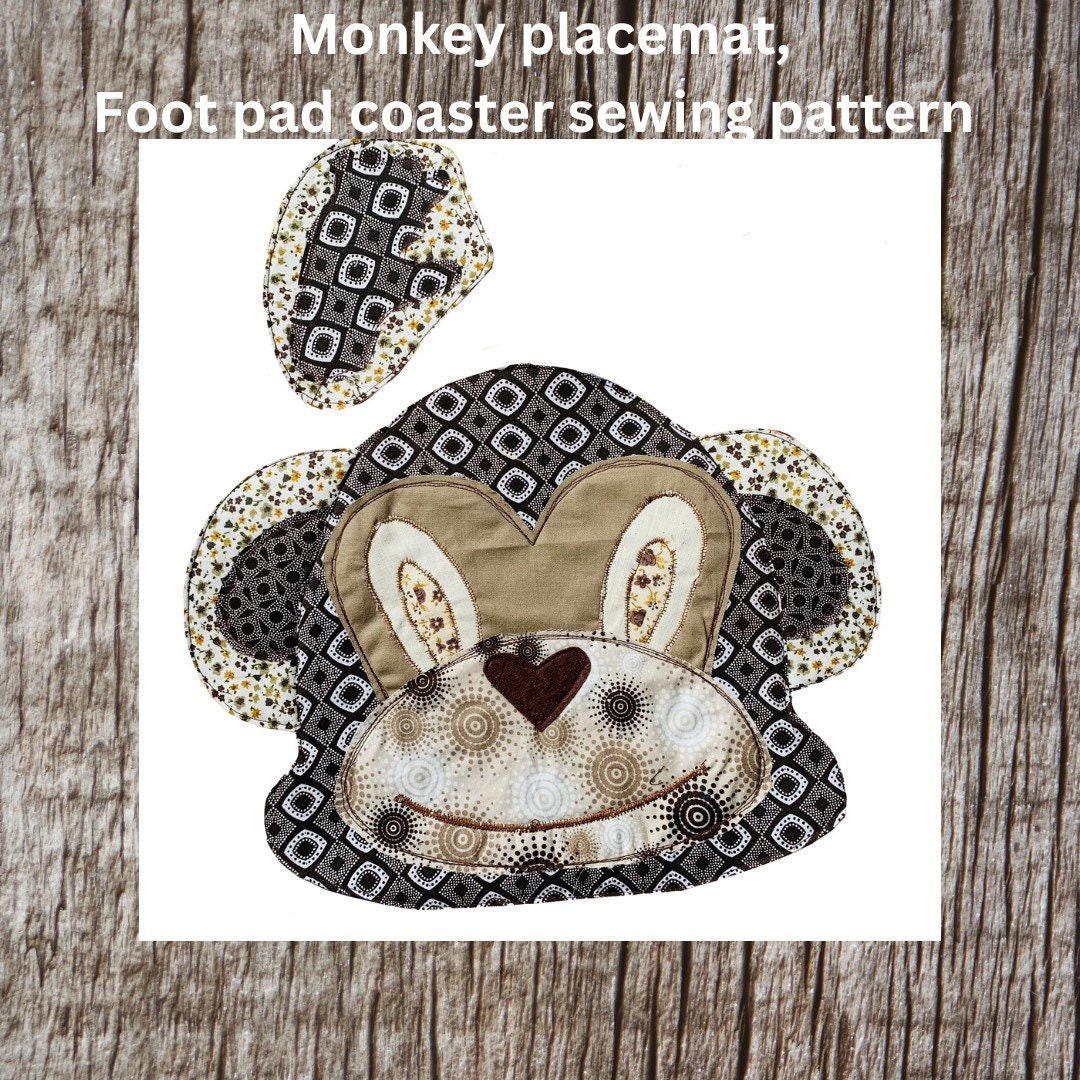 Monkey Placemat Sewing Pattern, Hoof Pad Coaster, Jungle Tableware ...