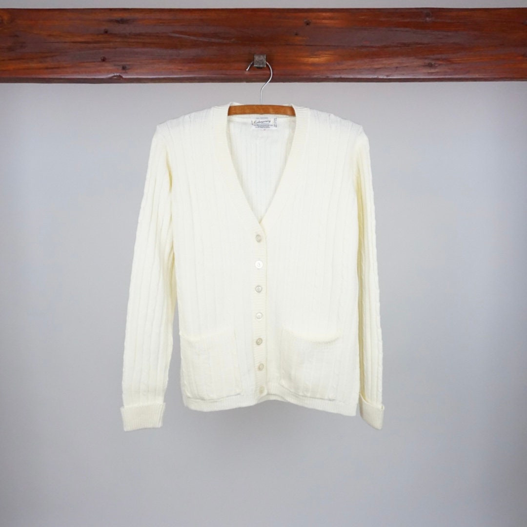 Cream Knit Cardigan Sweater - Etsy