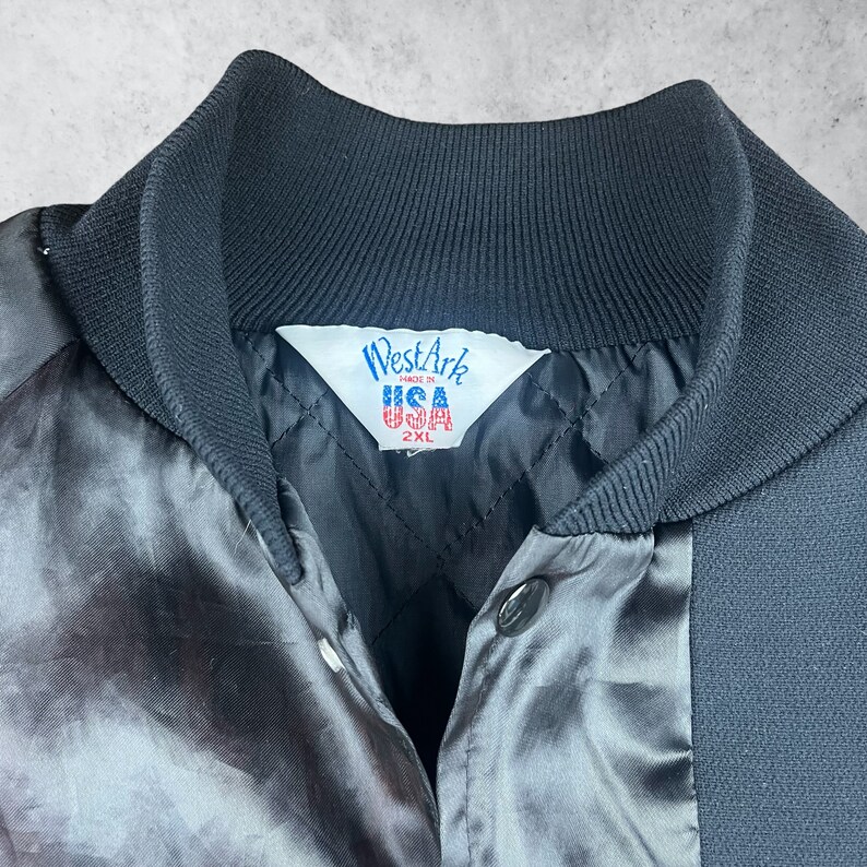 Black Satin Cannon Bomber Jacket - Etsy