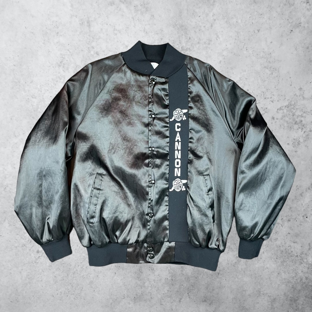 Black Satin Cannon Bomber Jacket - Etsy