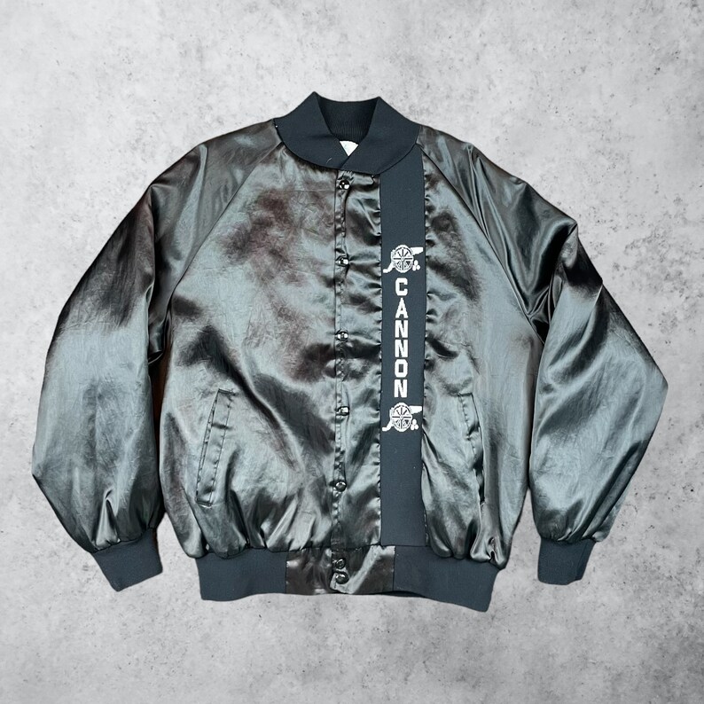 Black Satin Cannon Bomber Jacket - Etsy