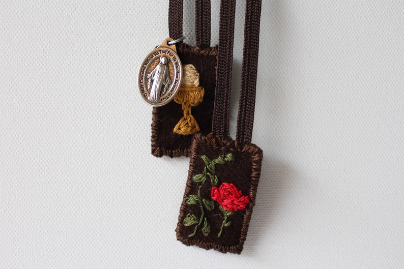 Custom 100% Brown Wool Catholic Scapular, Brown Scapular, Catholic ...