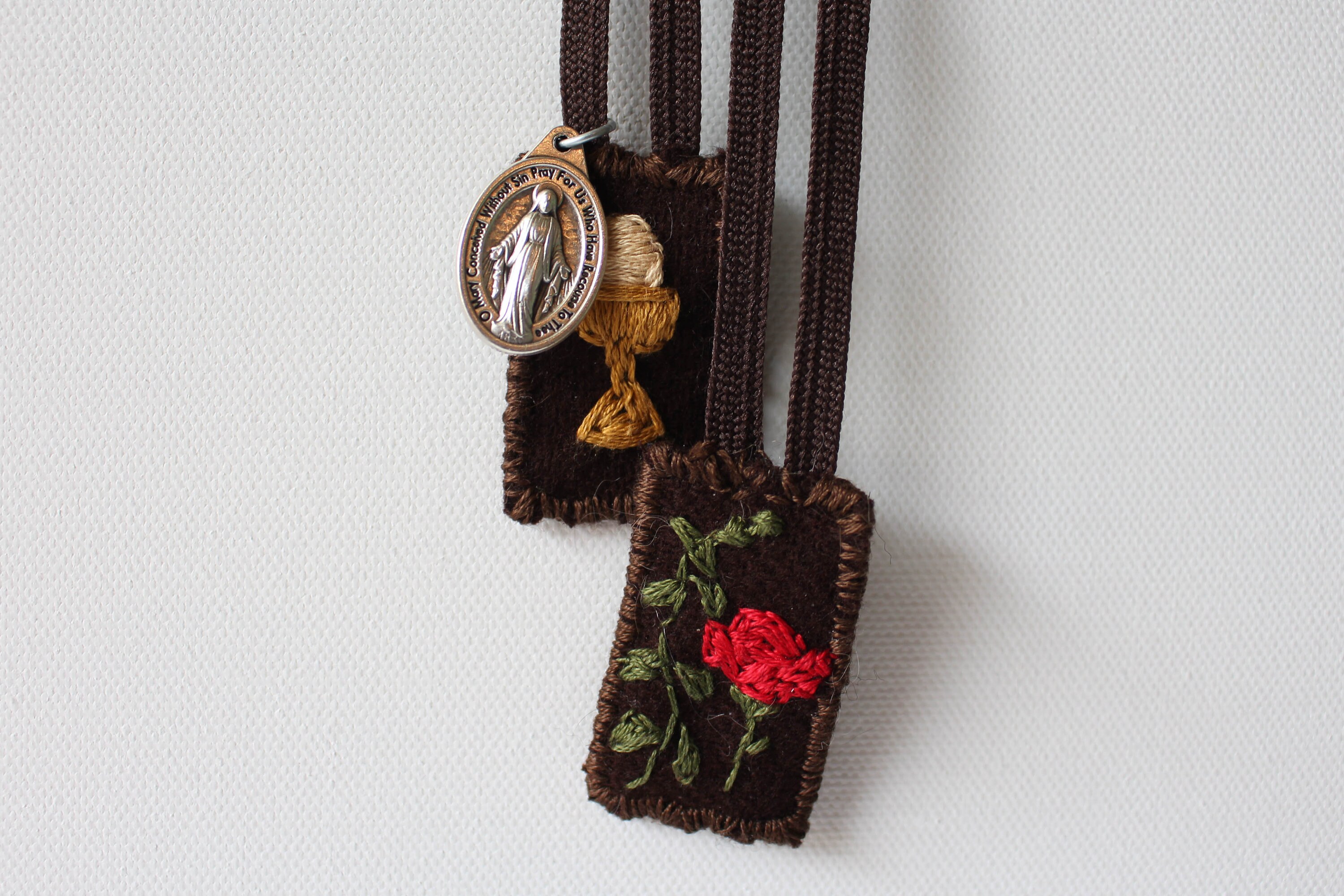 Custom 100% Brown Wool Catholic Scapular, Brown Scapular, Catholic ...