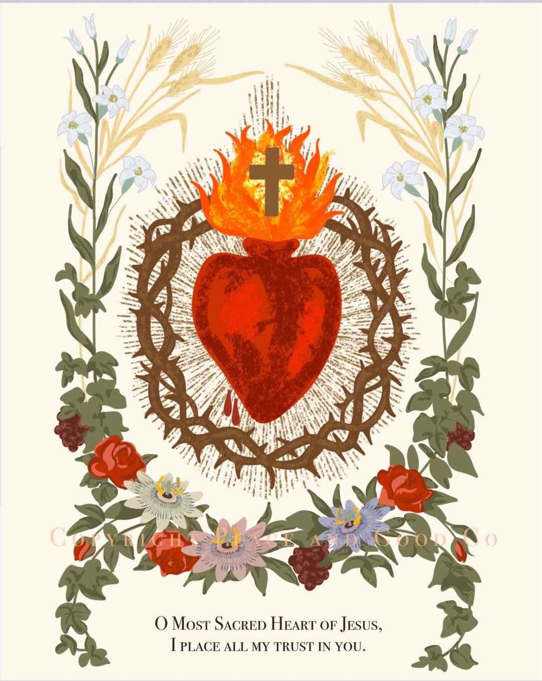 Sacred Heart of Jesus Fine Art Print, Catholic Art, Gifts for Catholics ...