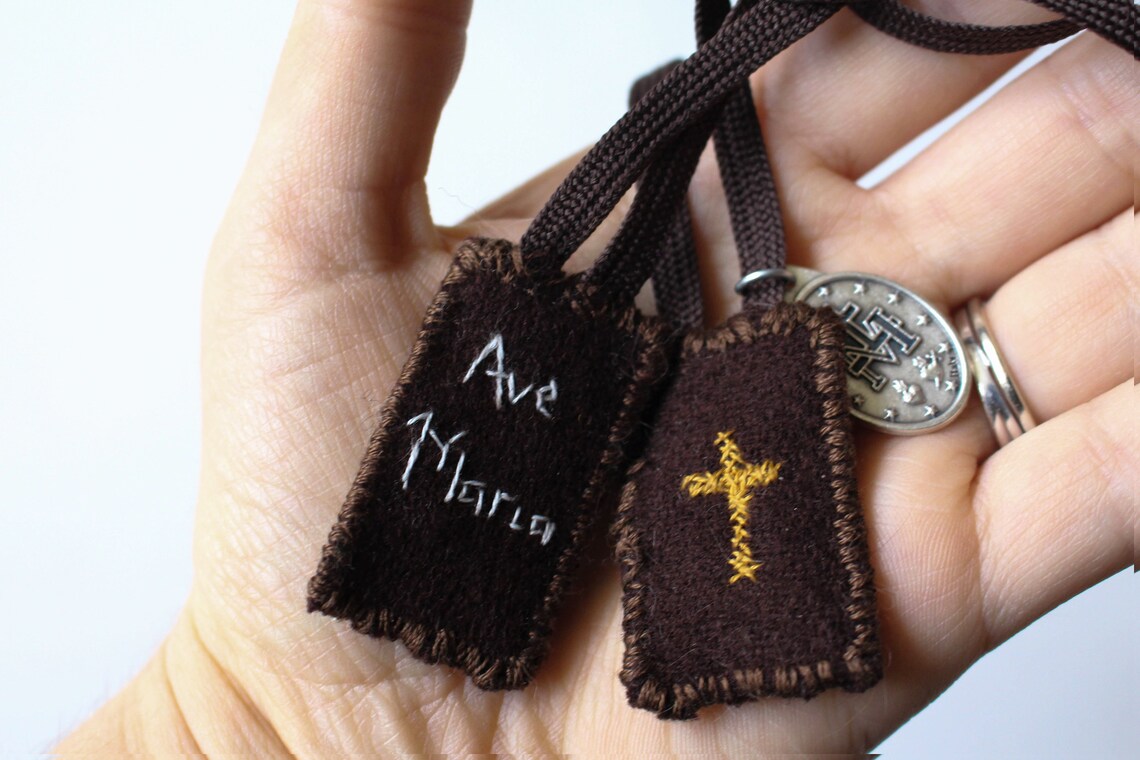 Custom 100% Brown Wool Catholic Scapular Brown Scapular - Etsy