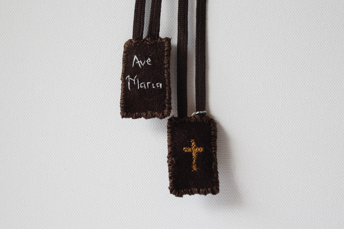 Custom 100% Brown Wool Catholic Scapular, Brown Scapular, Catholic ...