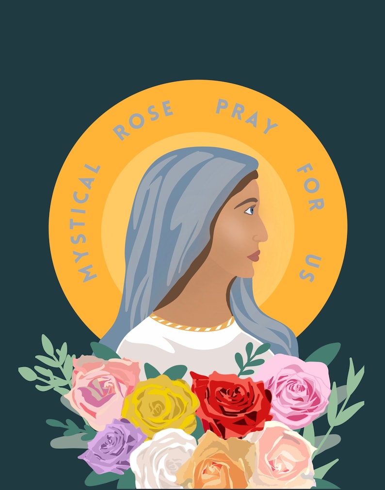 Mystical Rose Portrait, Rosa Mystica, Catholic Art, Gifts for Catholics ...