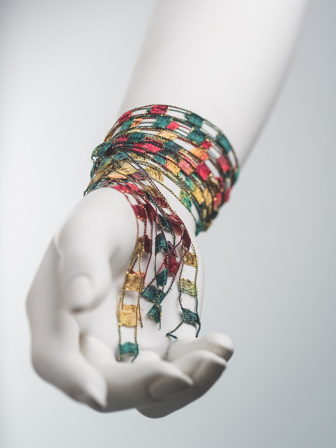 Multi-threaded Bracelet With Magnetic Clasp. Green Pink. - Etsy