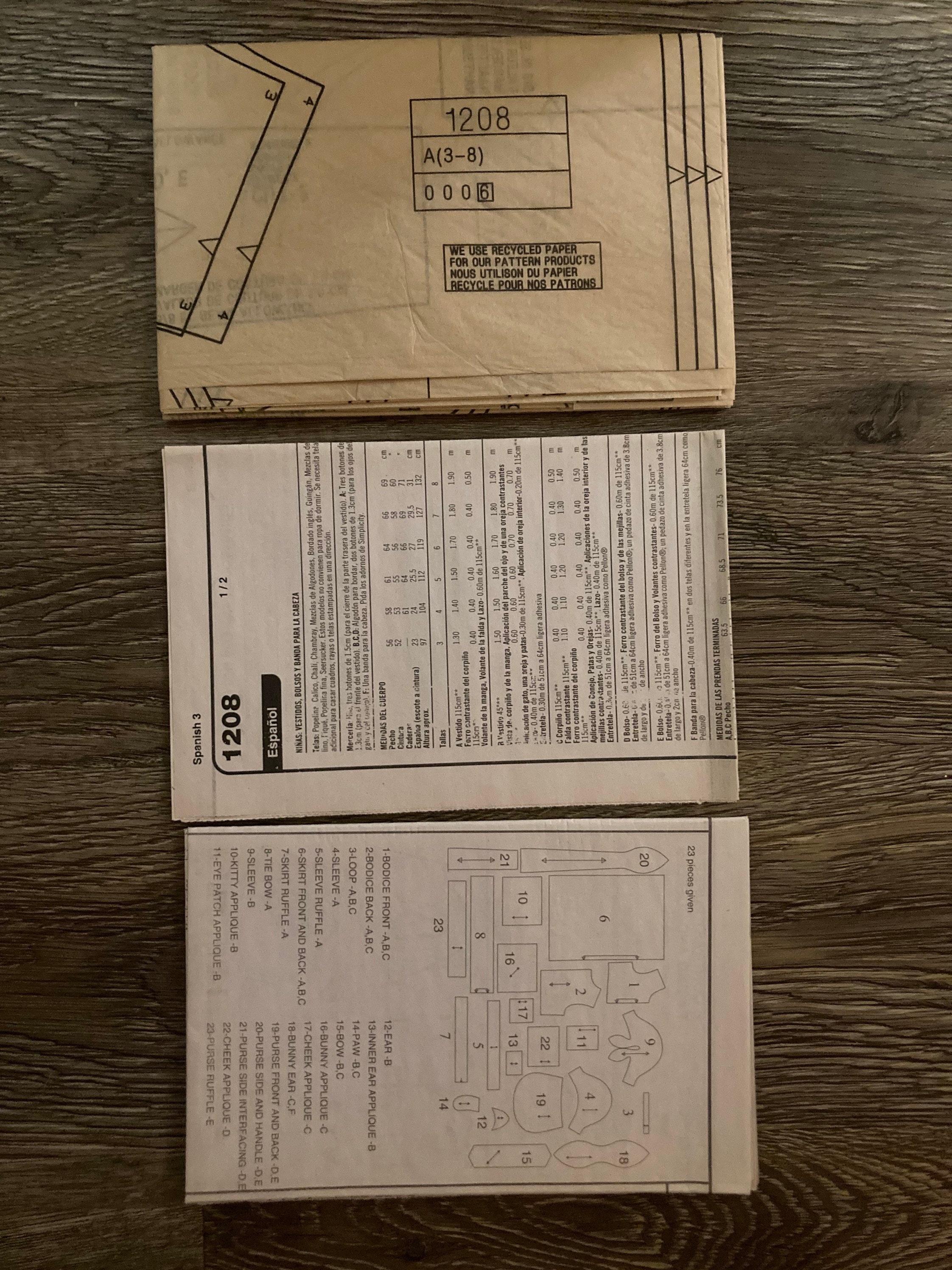 Simplicity Pattern 1208 - Etsy