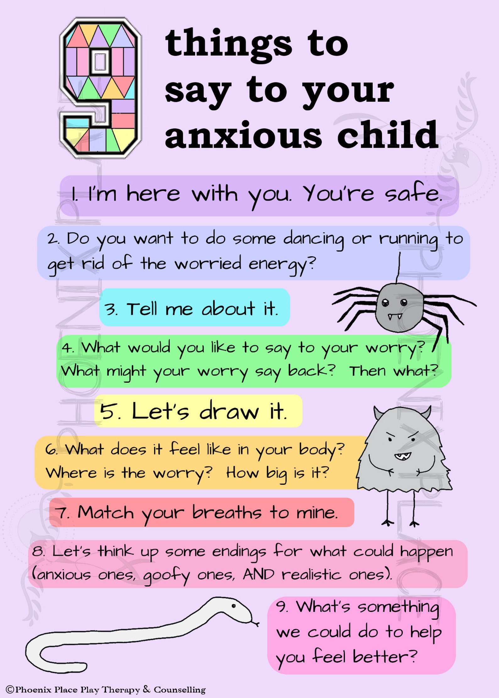 Nine Things to Say to Your Anxious Child Postcard (A6 and A3, DIGITAL ...