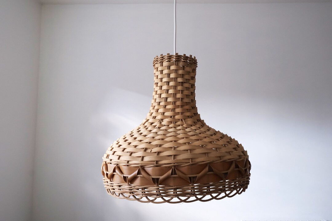 Vintage Rattan Light Shade Scallop, Vintage Wicker Shade, French Rattan ...