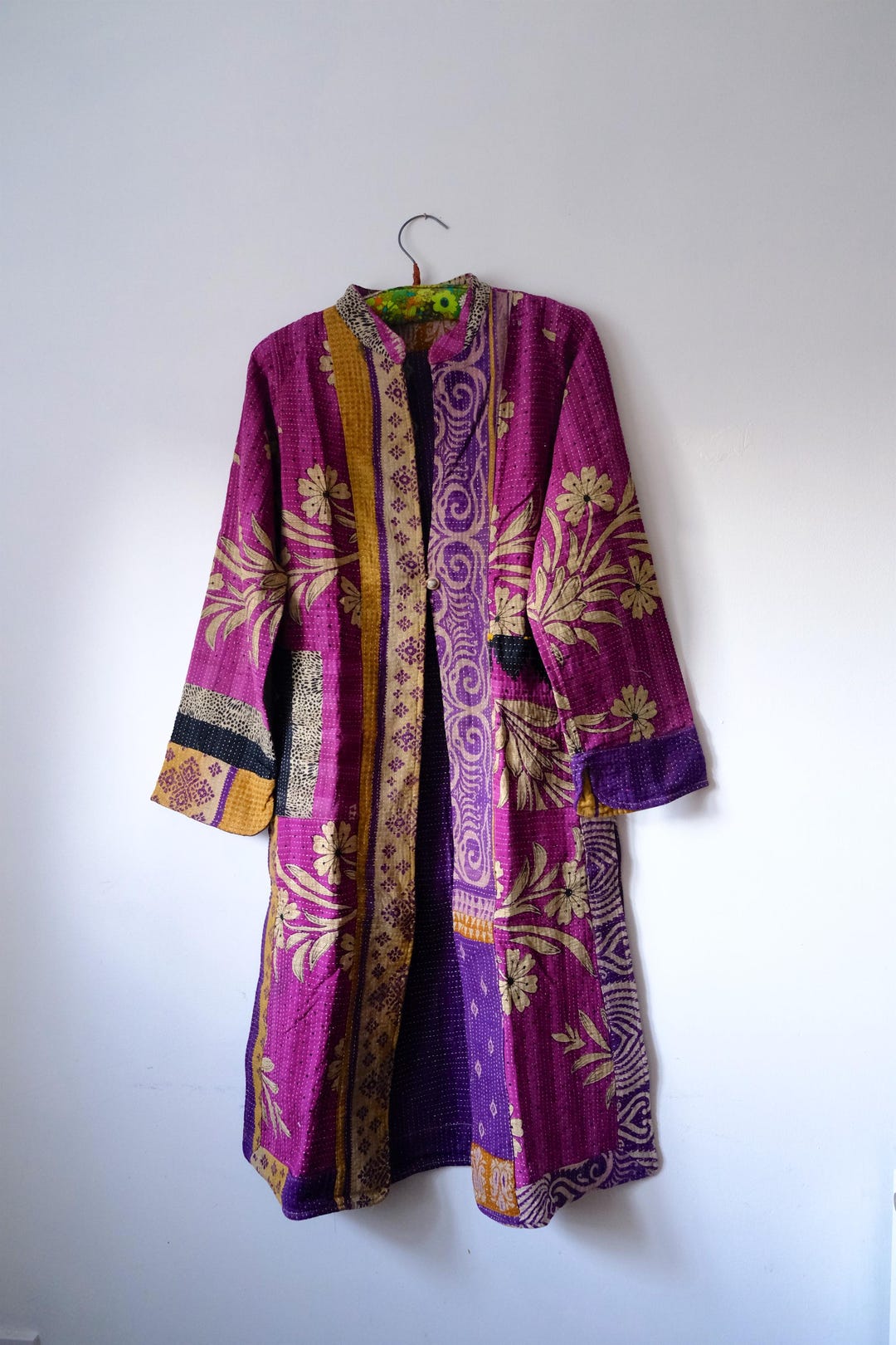 Vintage Kantha Coat Long, Vintage Patchwork Jacket, Vintage Quilted ...