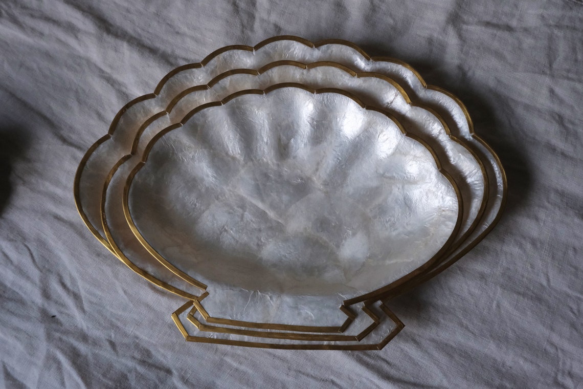 Capiz Shell Plate Shell Trinket Capiz Ornament Shell Coffee | Etsy