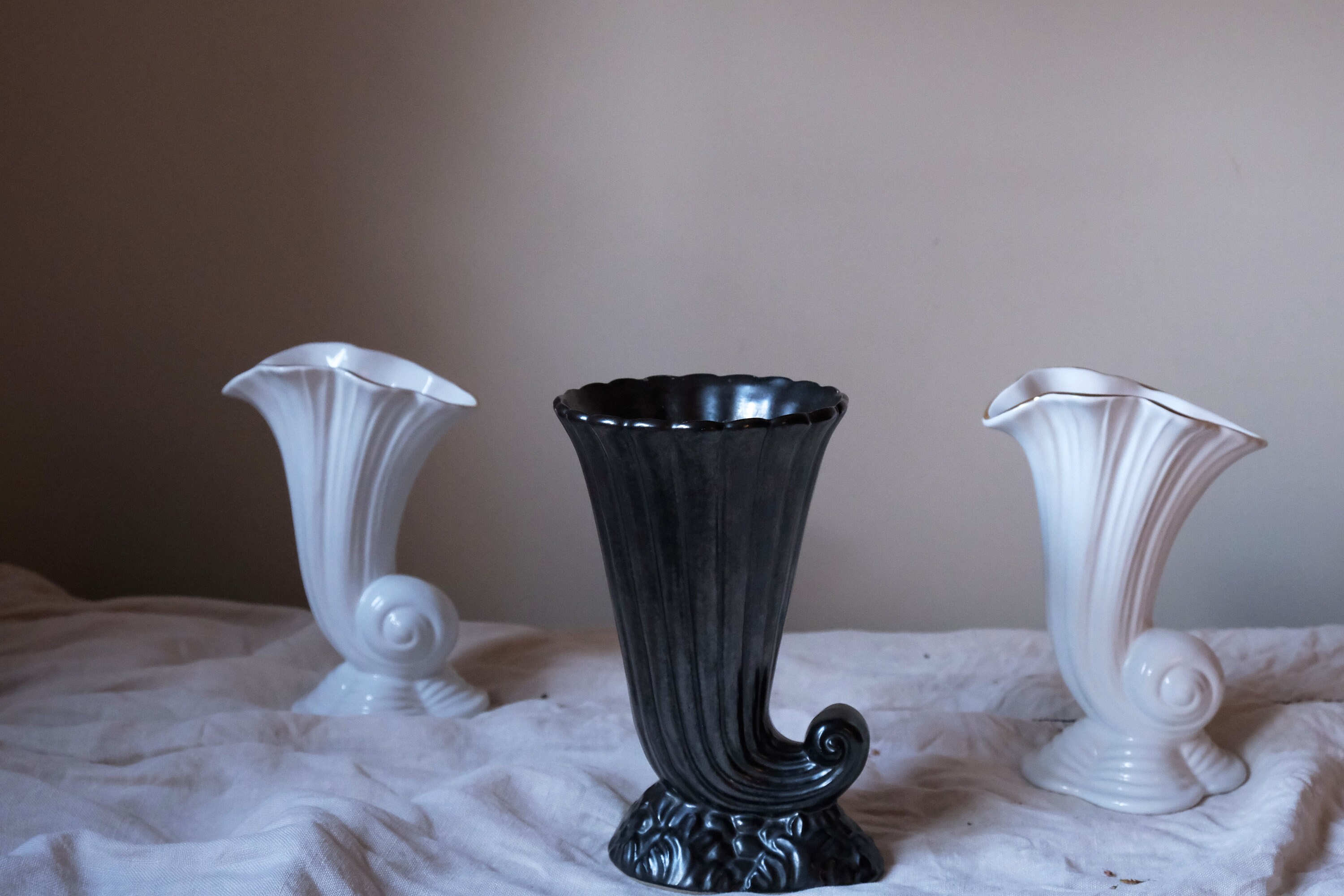 Vintage Shell Vase Vintage Mantle Vase Vintage Cornucopia | Etsy