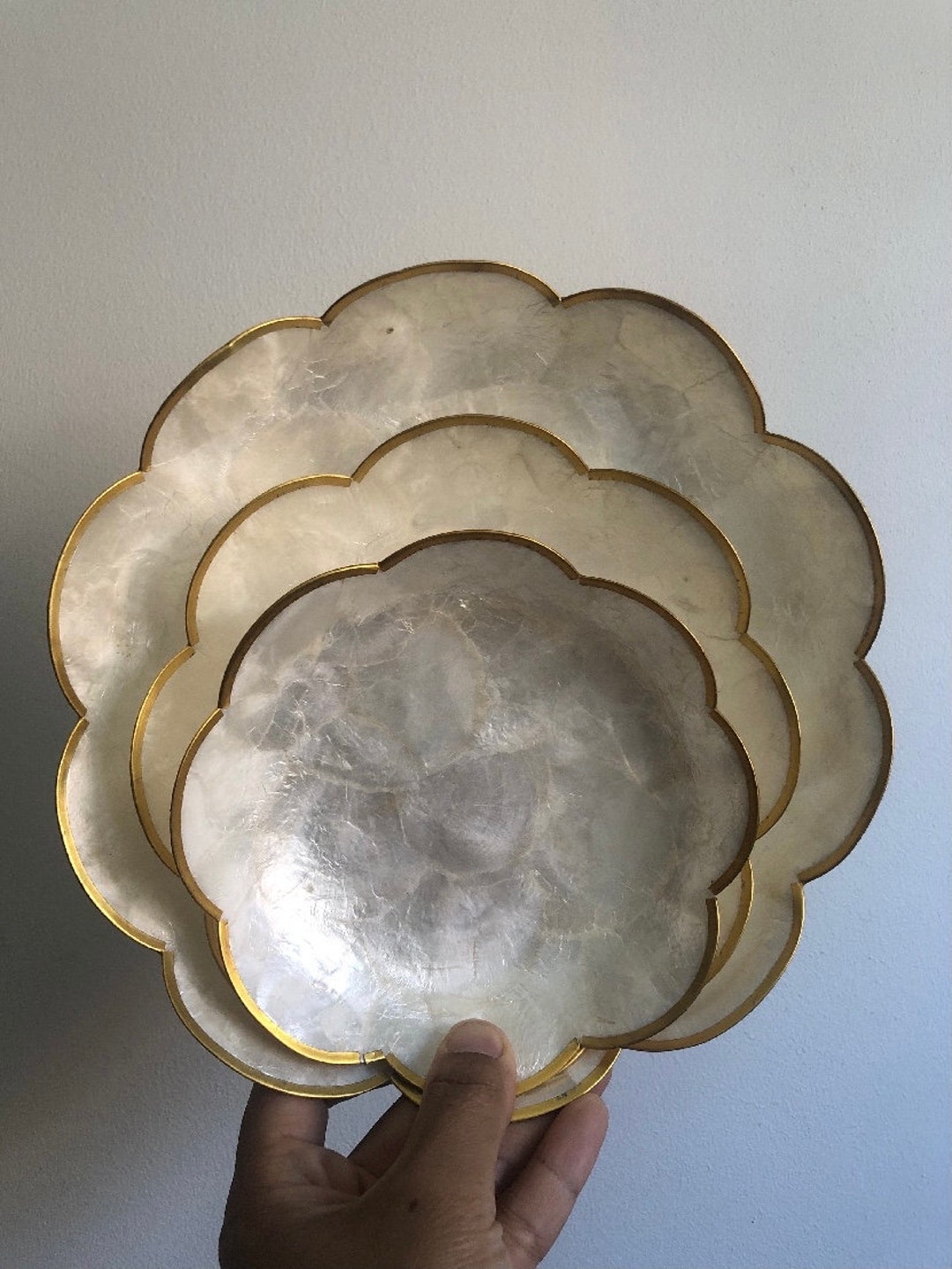 Capiz Shell Plate, Mother of Pearl Shell Trinket, Capiz Ornament, Shell ...